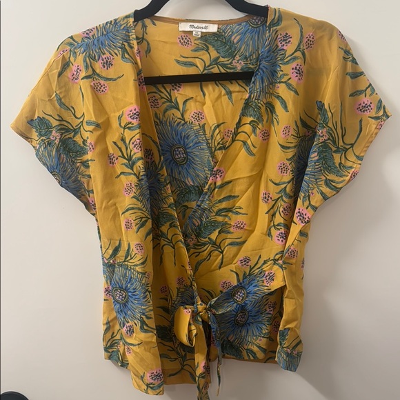 Madewell | Tops | Silk Madewell Yellow Floral Wrap Top | Poshmark